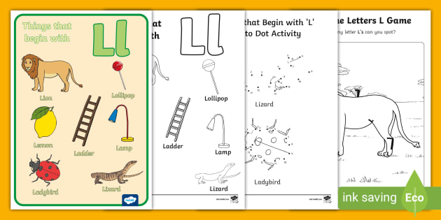 FREE! - Things that Begin with L Worksheets Pack