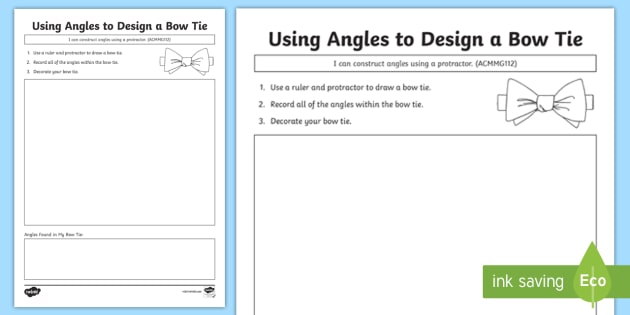 Using Angles to Design a Bow Tie Worksheet / Worksheet