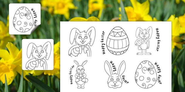 Easter Bunny - Spring - Mindfulness Colouring Stickers