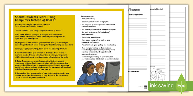 Year 5 Should Students Learn Using Computers Instead of Books? Persuasive