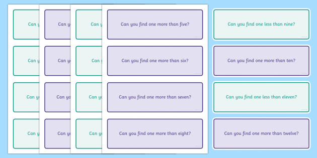 KS1 One More Than One Less Than Cards to 20 Words