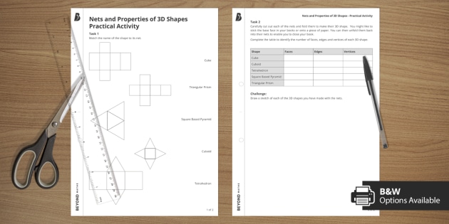 👉 Nets and Properties of 3D Shapes Practical Activity