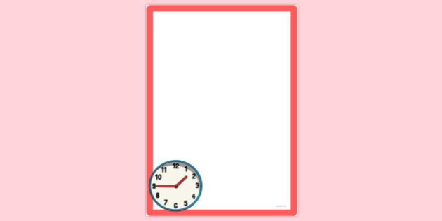 FREE! - Clock One Forty Five Page Border | Page Borders | Twinkl