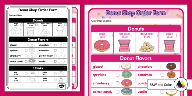 donut order form template