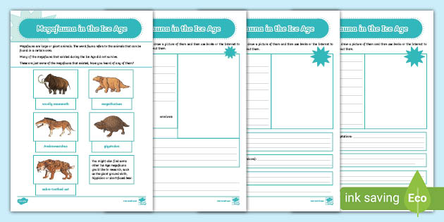 KS2 Megafauna in The Ice Age Differentiated Activity Sheets