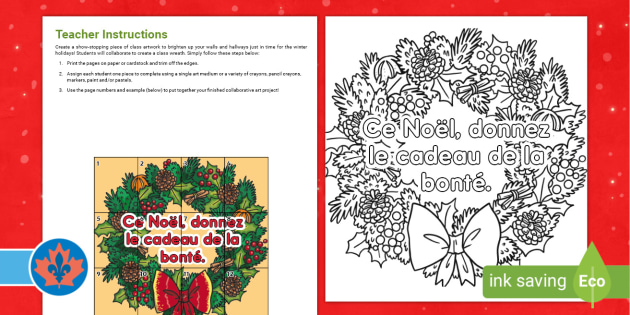 Kind Christmas Collaborative Art Activity French