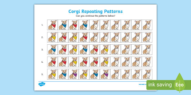 Corgi Repeating Patterns Activity (teacher made)