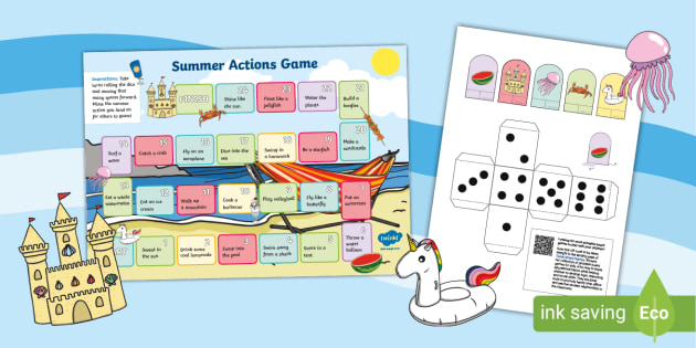 Summer Actions Board Game - Primary Resources - Twinkl