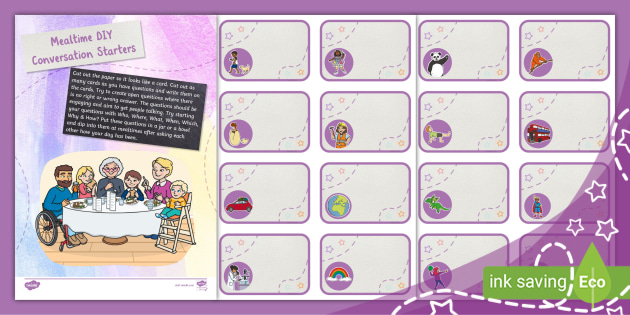 Mealtime DIY Conversation Starters (teacher made)