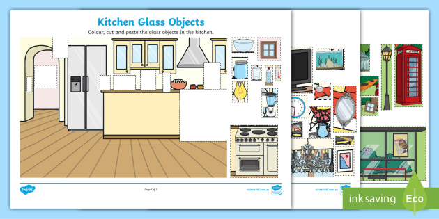 Glass Cut and Paste Activity Sheets | F-2 Science | Twinkl