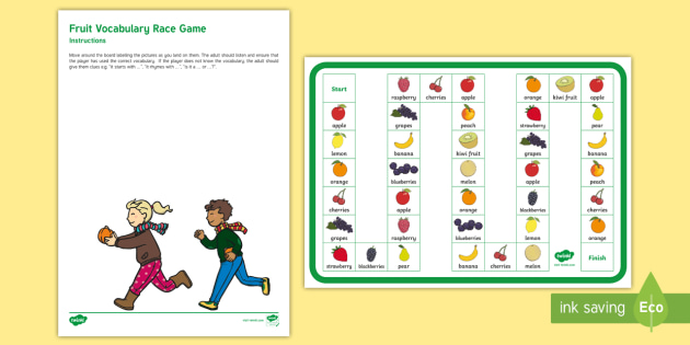 Fruit Vocabulary Race Board Game (teacher made)