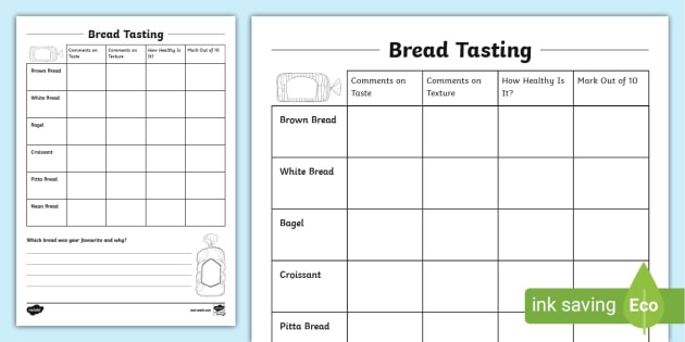 Bread Tasting Recording Sheet (teacher made)