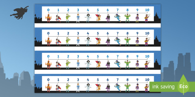 Superhero Number Line (0-10)