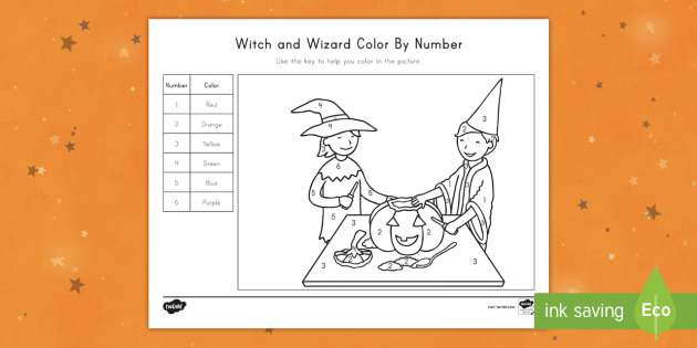 Halloween Colour by Number | Witch and Wizard (teacher made)
