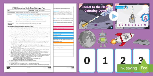 EYFS Maths: Counting Down to Lift Off! Whole Class Adult Input Plan and