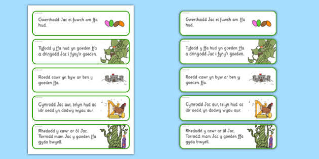 Torri Gludo a Threfnu Stori Cymraeg Jac a'r goeden ffa