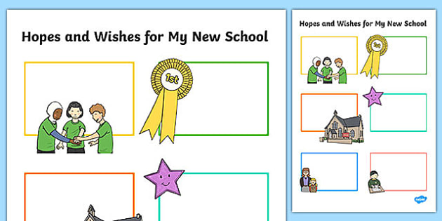 Hopes and Wishes for My New School Primary SEN Worksheet / Worksheet,