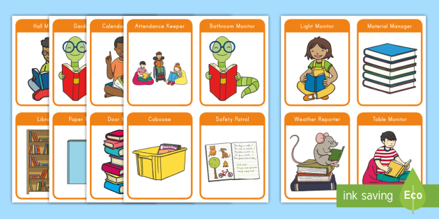 * NEW * Books Classroom Jobs Rectangle Cards - Back To School
