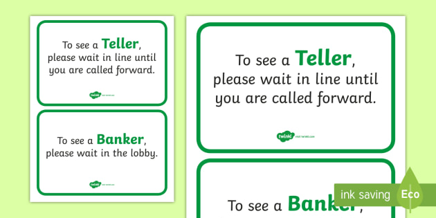 USA Bank Dramatic Play Directions Posters (teacher made)