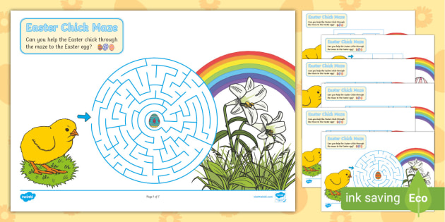 FREE! - Easter Chick Maze Activity Worksheets (teacher made)