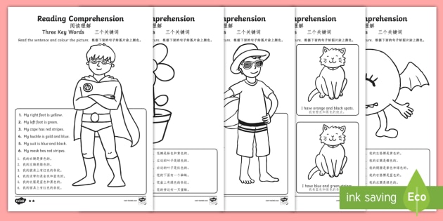 Reading Comprehension Three Key Words Worksheet / Worksheet