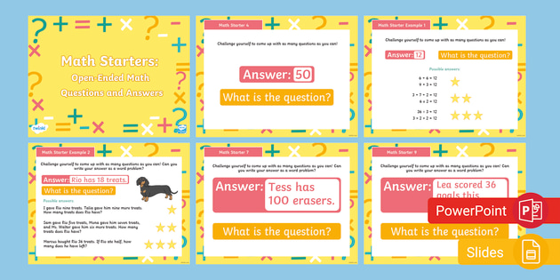 Math Starters Open Ended Math Questions And Answers Presentation 