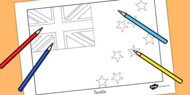 Tuvalu Flag Colouring Sheet