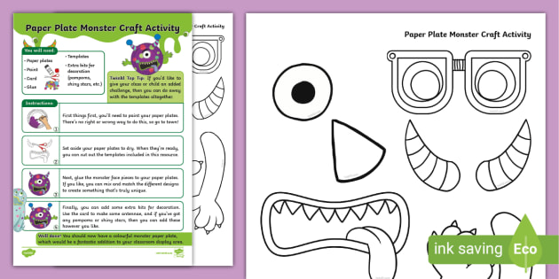 FREE! - Paper Plate Monster Craft Activity (Teacher-Made)