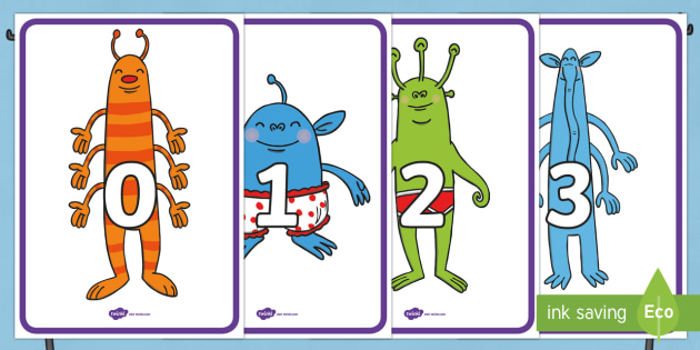 Numbers 0 to 20 on Aliens Display Posters (teacher made)