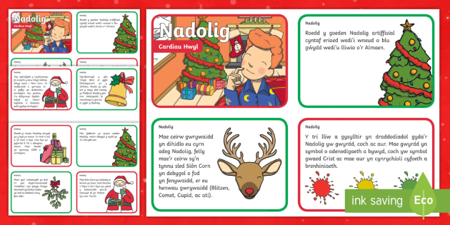 Cardiau Ffeithiau Nadolig Cymraeg - Adnoddau Dysgu - Twinkl
