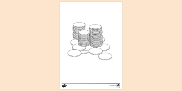 FREE! - Stacks of Coins Colouring Sheet | Colouring Sheets