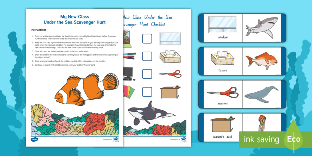 Under the Sea Classroom Scavenger Hunt (teacher made)