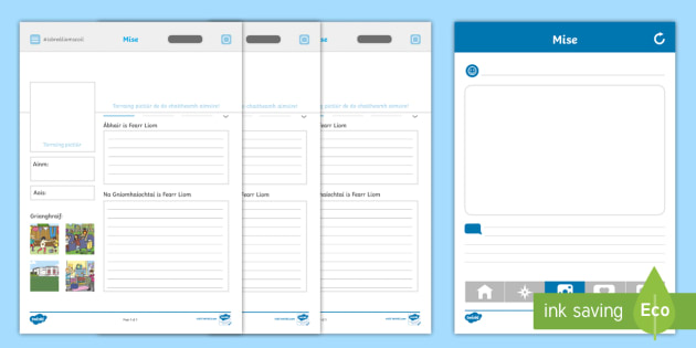 All About Me Social Media Profile Writing Template Gaeilge
