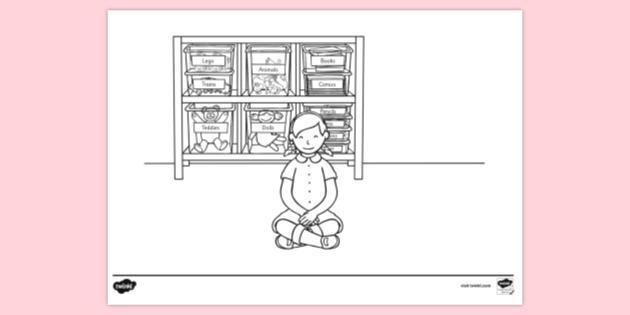 FREE! - Child Sitting Down on Carpet Colouring Sheet | Colouring Sheets