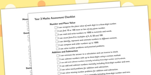 Year 3 Assessment Framework for Maths, assessment, checklist