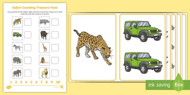 Maths Safari-Themed Counting Treasure Hunt Activity