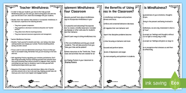 Mindfulness Classroom Teacher Guide (teacher made)