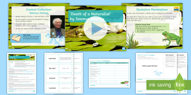 GCSE Poetry Lesson Pack - 'Death of a Naturalist' by Seamus Heaney