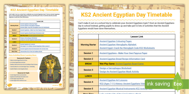 FREE! - KS2 Ancient Egyptian Day Timetable (Teacher-Made)
