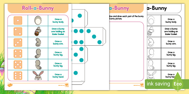 Roll-a-Bunny Drawing Activity - Easter