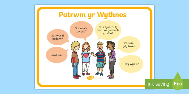 Language Pattern Editable Display Poster Welsh