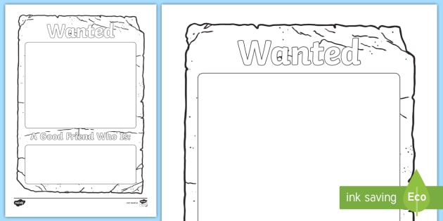 Wanted Friend Poster Worksheet (teacher made)