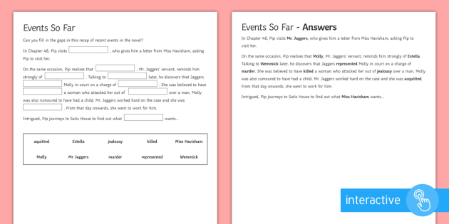 Chapter 49 Cloze Recap Worksheet / Worksheet to Support Teaching on Great