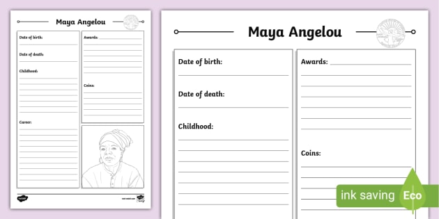 Maya Angelou Fact File Template (teacher made)