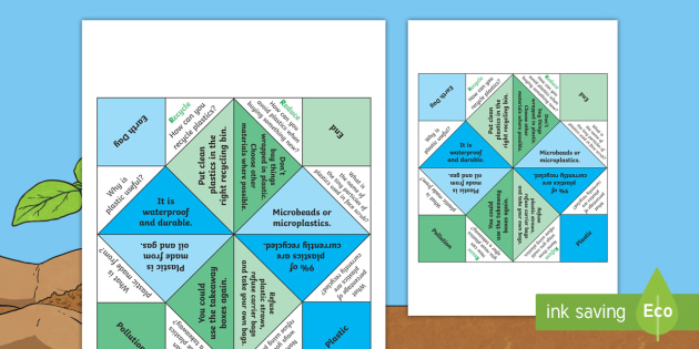 End Plastic Pollution Fortune Teller Template