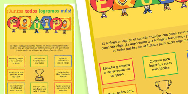 TEAM Large Motivational Poster KS2 Spanish