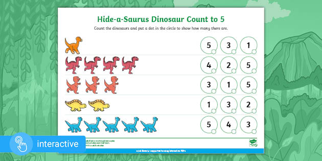 👉 Interactive PDF: Hide-a-Saurus Dinosaur Count to 5 Activity