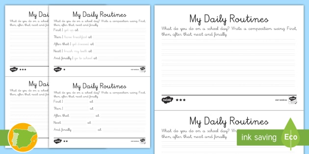 Escribiendo: Mis rutinas diarias en inglés (teacher made)