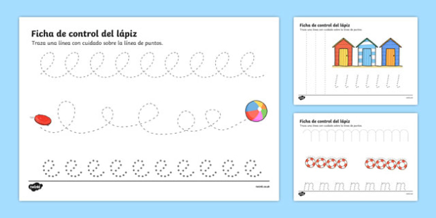 Ficha de control del lápiz Summer Pencil Control Worksheet / Worksheets