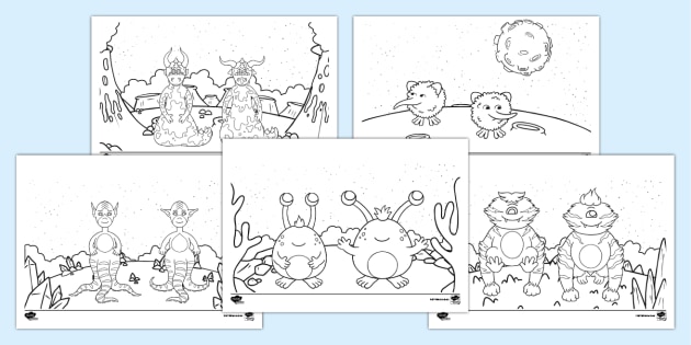 Galaxy and Alien Colouring Pages (teacher made)